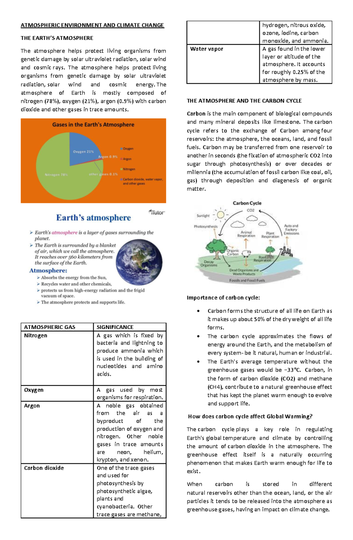 Atmospheric Environment AND Climate Change Notes - AB Psychology - La ...