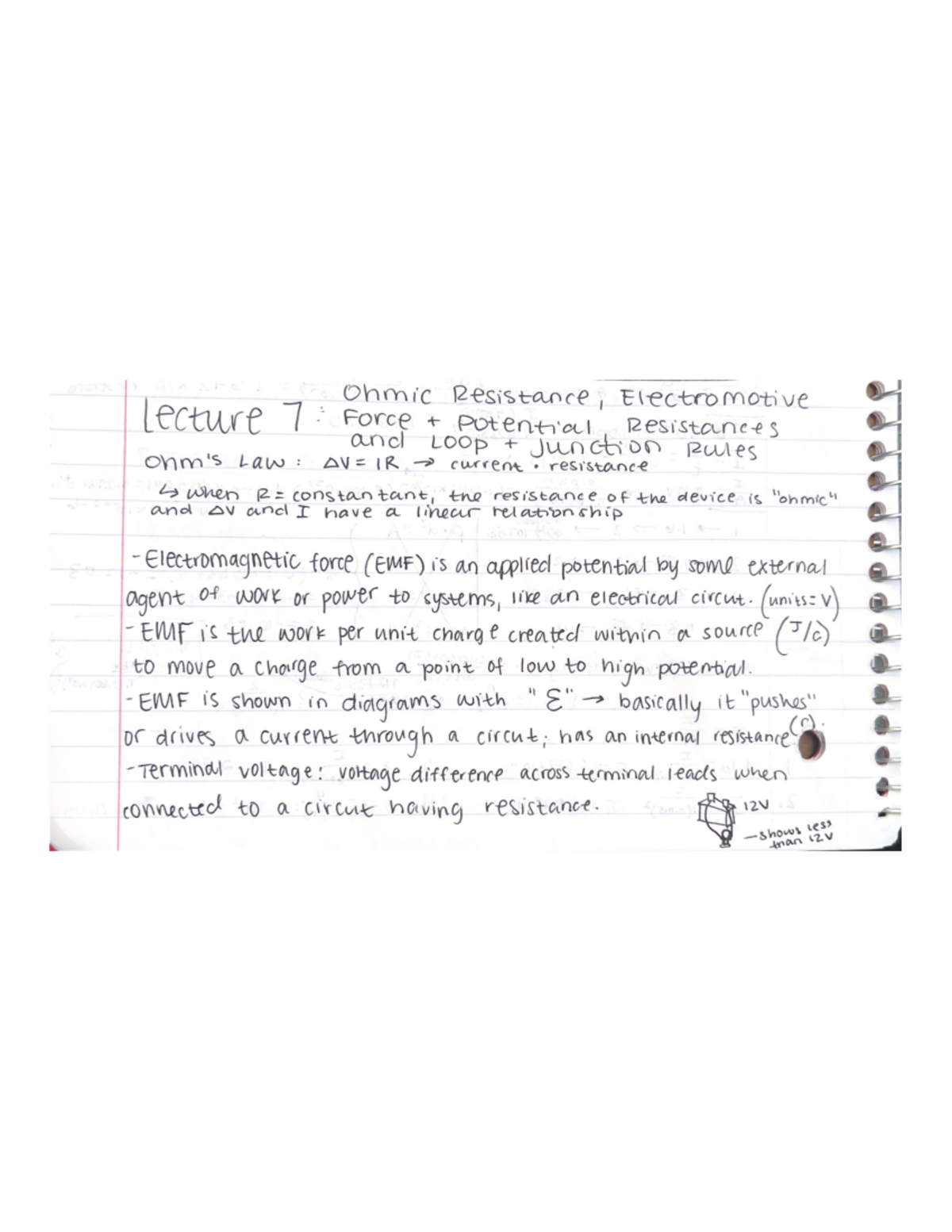 Lecture 7: Resistance and EMF - PHYS 1200 - Studocu