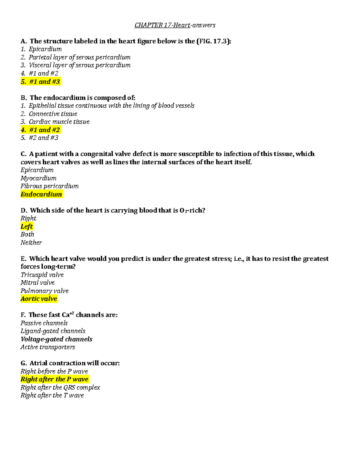 Chap 17 Heart Practice Exam Questions with Answers - CHAPTER 17-Heart ...