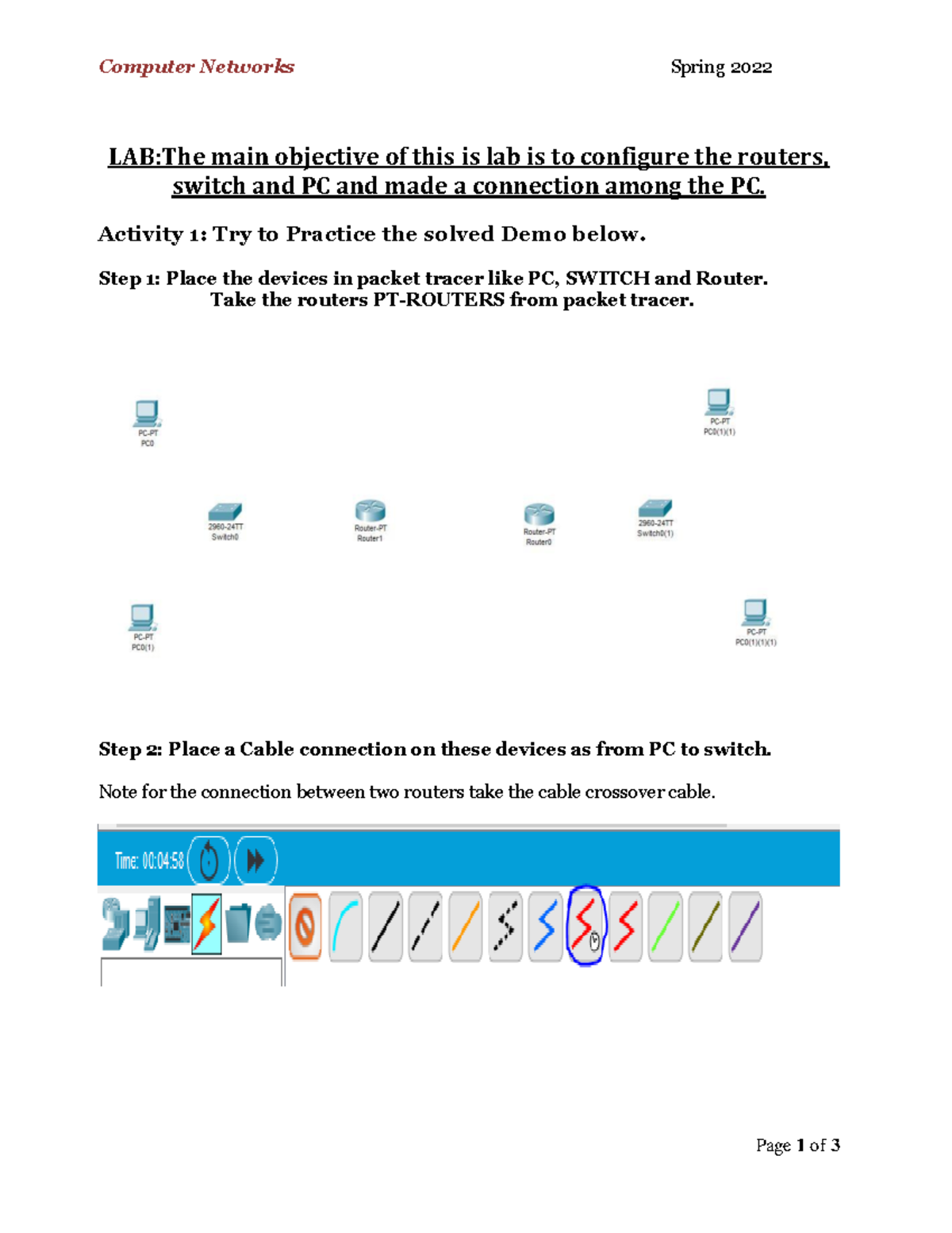 Ccn Lab 9 A Nice Course To Follow Computer Networks Spring 202 2 Page 1 Of 3 Labthe Main 9254