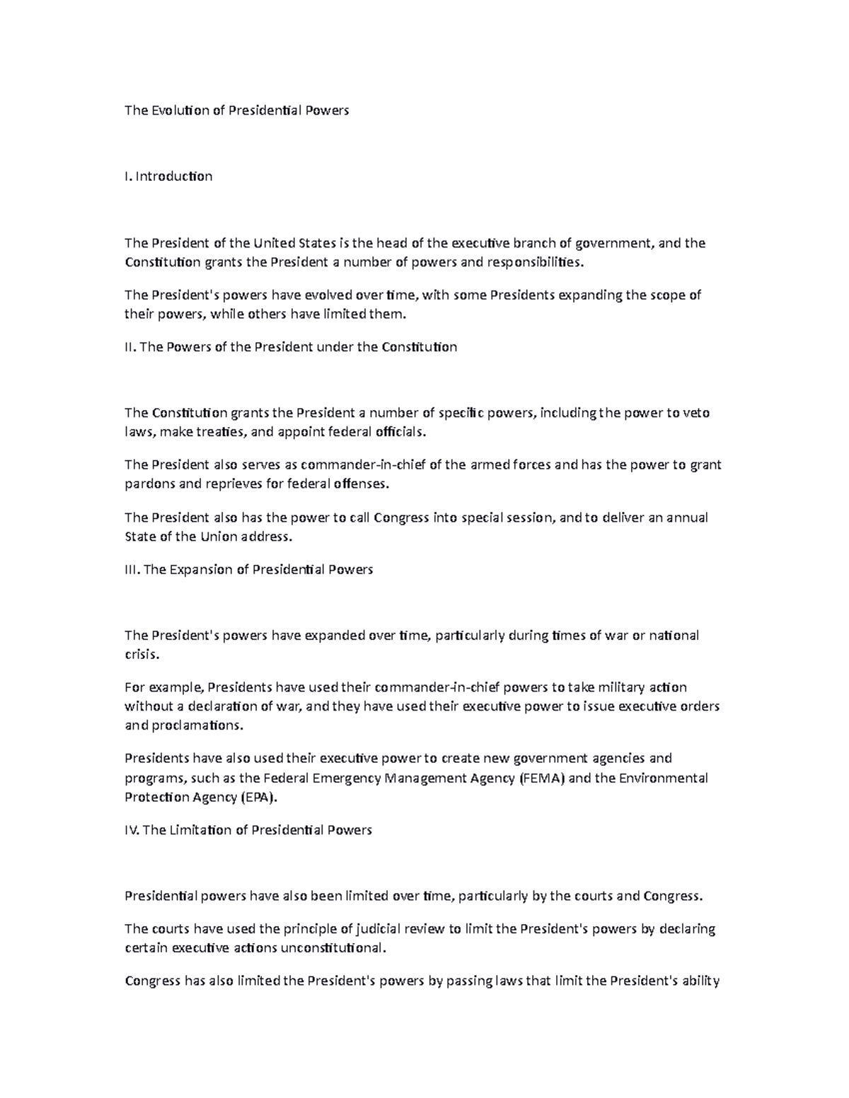 The Evolution of Presidential Powers - Introduction The President of ...