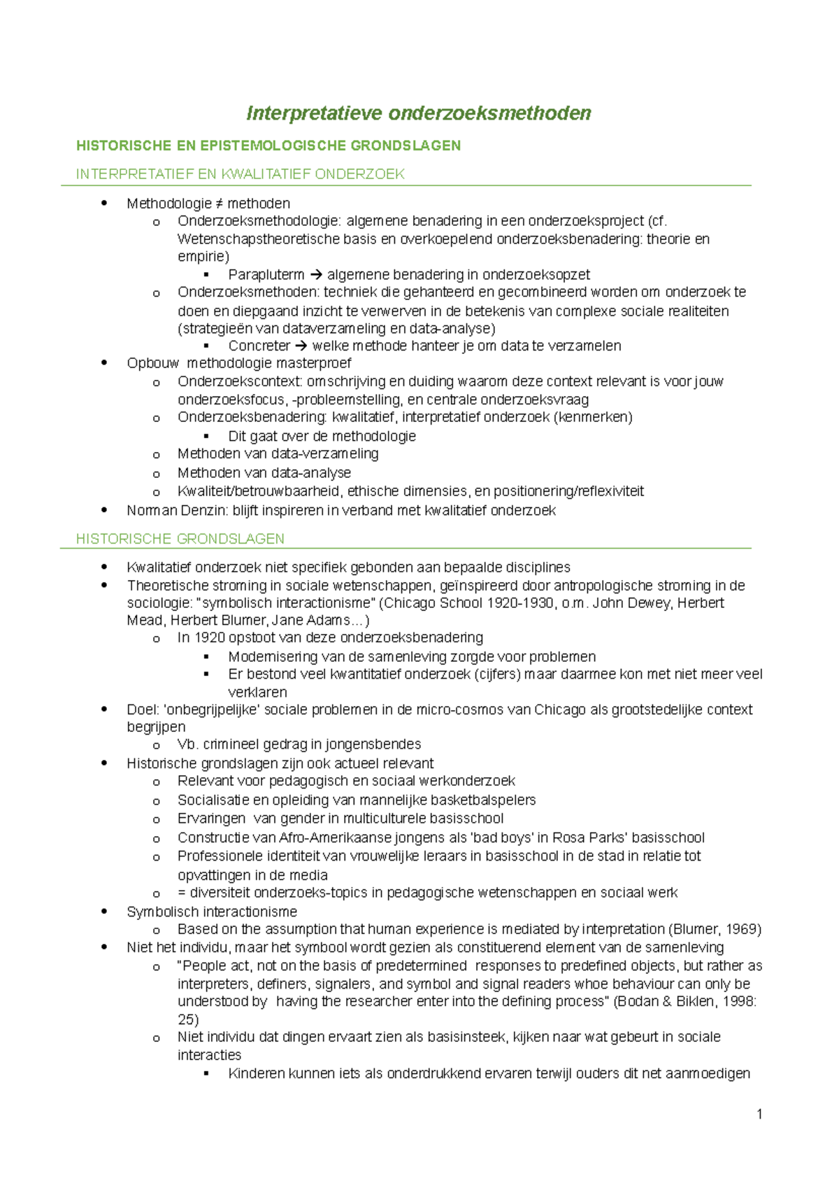 Samenvatting IOM - Interpretatieve onderzoeksmethoden HISTORISCHE EN ...