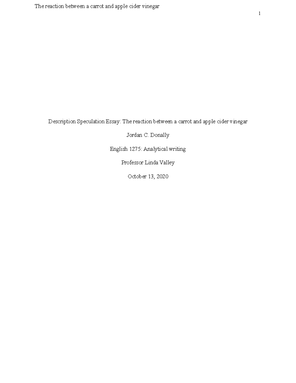 APA format - APA style essay - The reaction between a carrot and apple ...