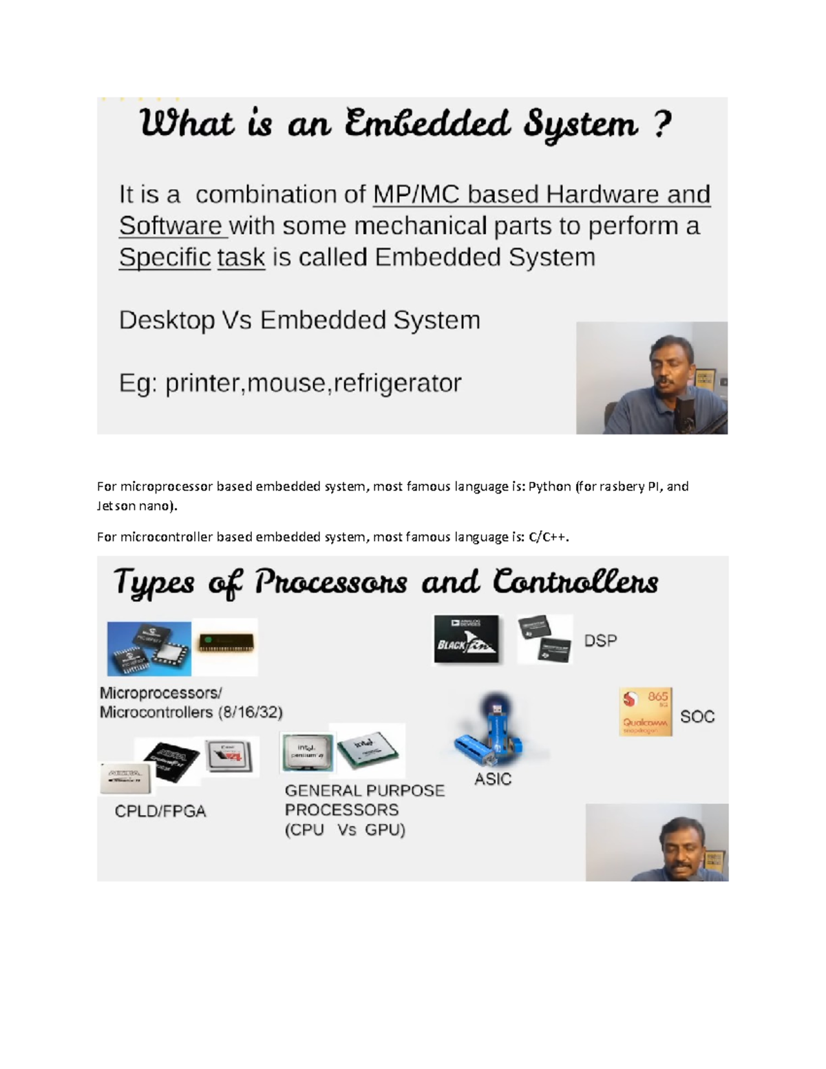 Notes - For microprocessor based embedded system, most famous language ...