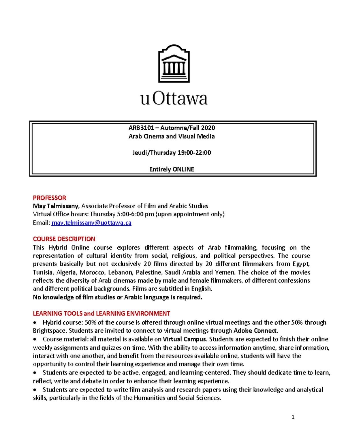 ARB3101 HYB Syllabus Short 1 - Warning: TT: undefined function: 32 Warning: TT: undefined ...