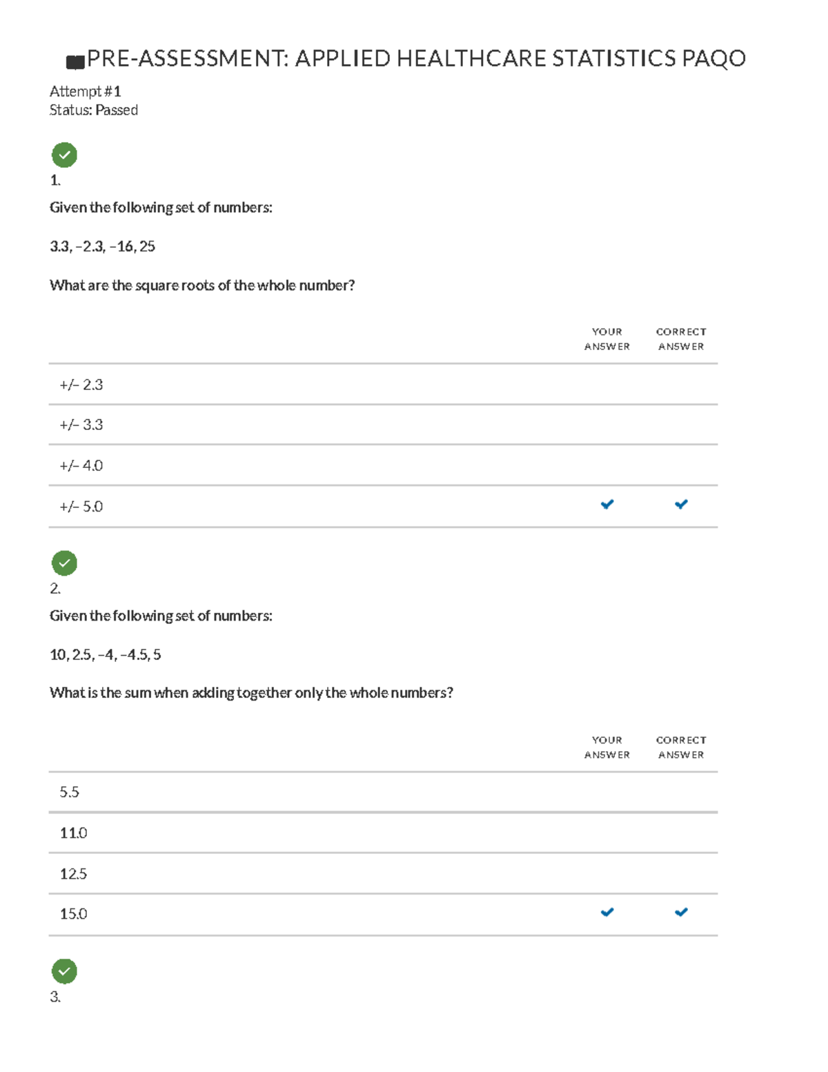 Stats pre assessments and Module review tests - PRE-ASSESSMENT: APPLIED ...