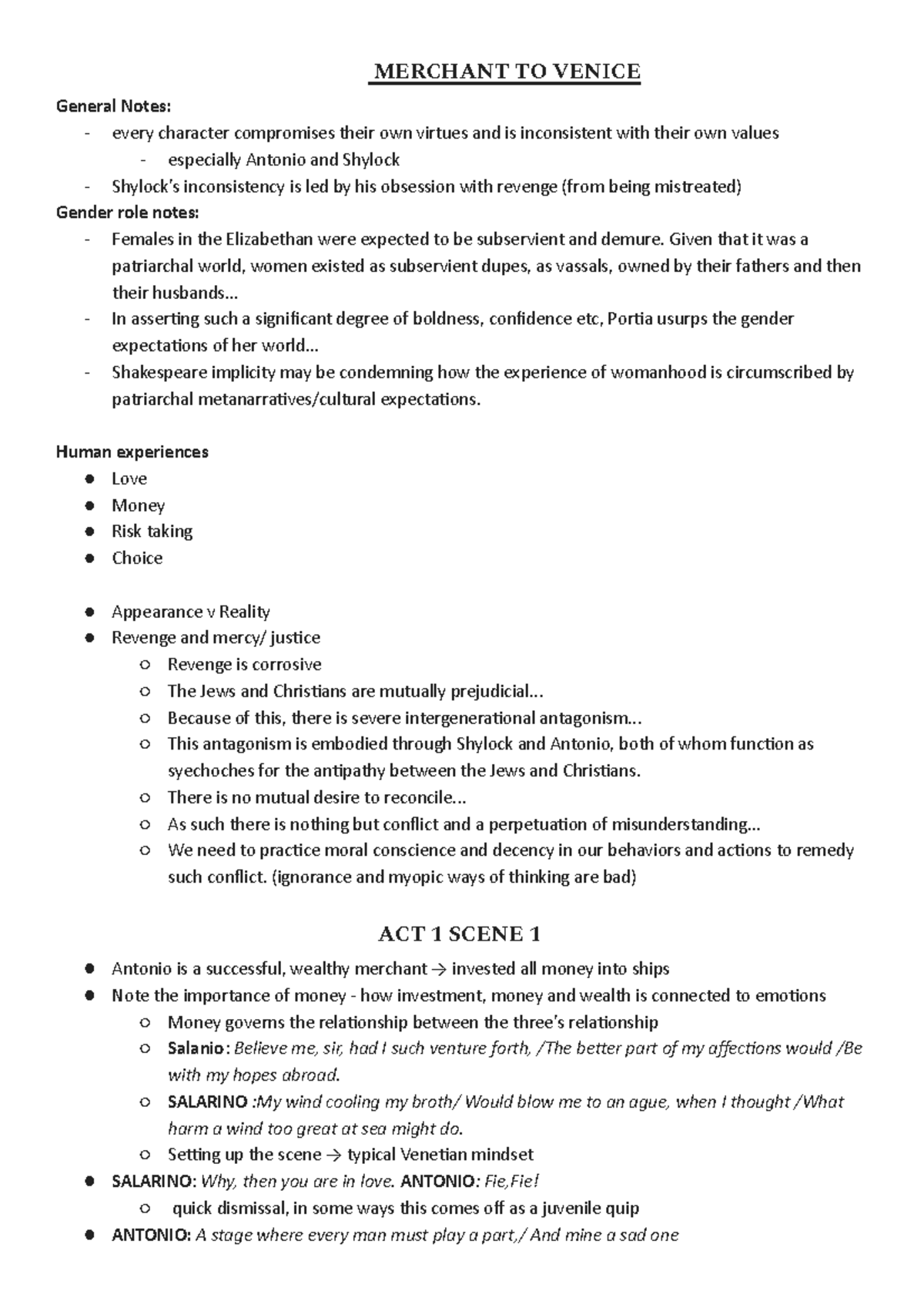 Merchant of Venice - Shakespeare notes and annotations - MERCHANT TO ...