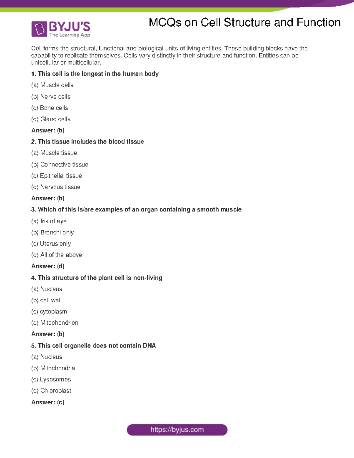 Neet mcqs on cell structure and function - MCQs on Cell Structure and ...