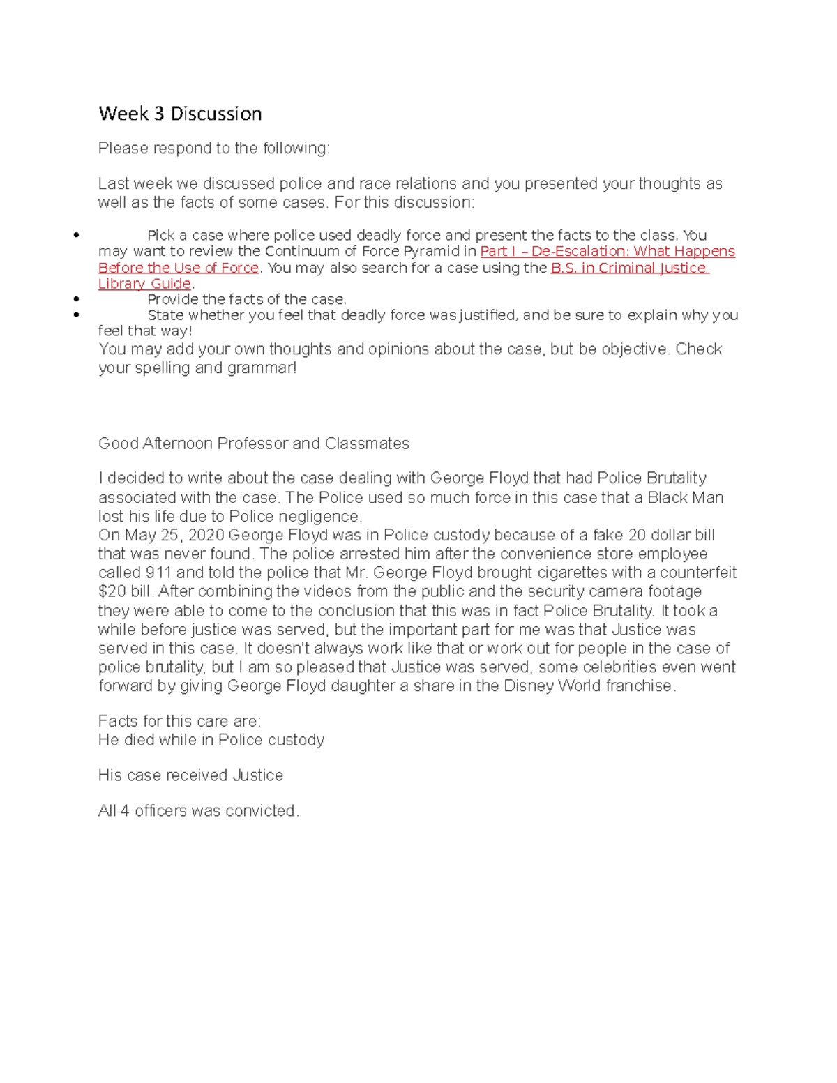 Week 3 Discussion CRJ 100 - CRJ 320 - Strayer - Studocu