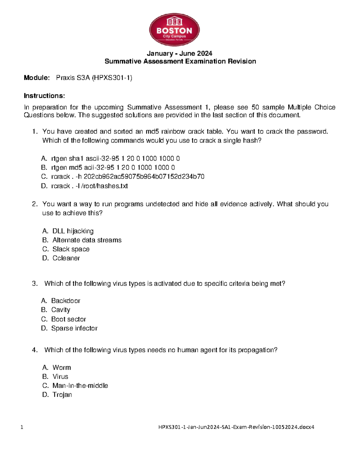 Praxis - Assignment - Module: Praxis S3A (HPXS 301 - 1) 1. You have ...