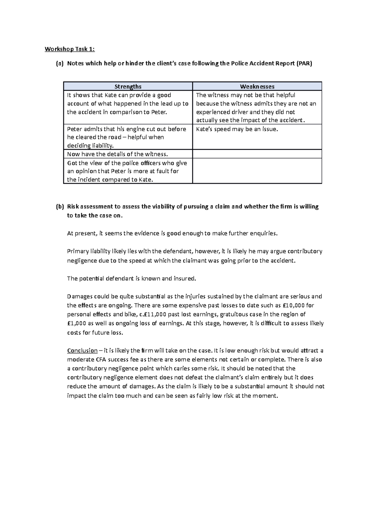 Workshop Task 1 Road Traffic Incidents Workshop Task 1 A Notes Which Help Or Hinder The