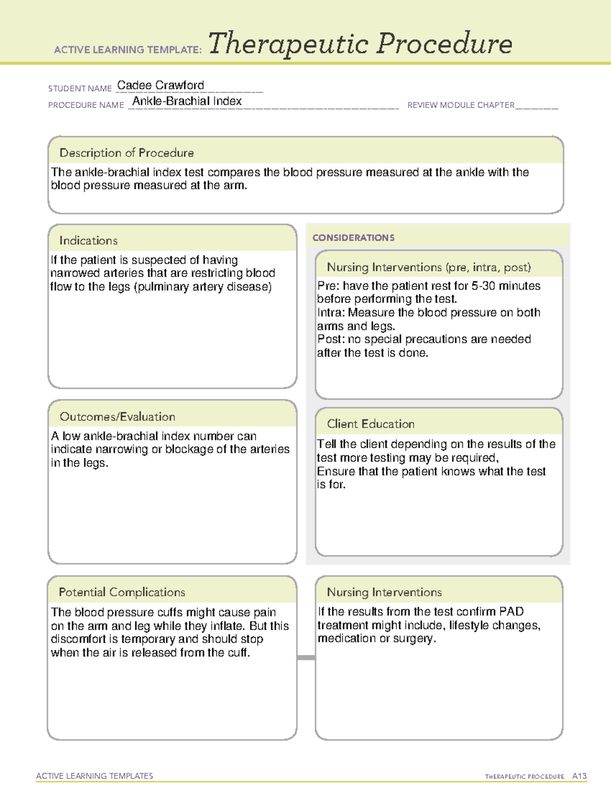 Ankle-brachial index 617 - ACTIVE LEARNING TEMPLATES THERAPEUTIC ...