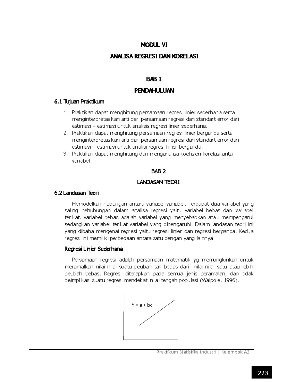 Modul VI Analisa Regresi DAN Korelasi - Praktikum Statistika Industri | Kelompok A MODUL VI ...