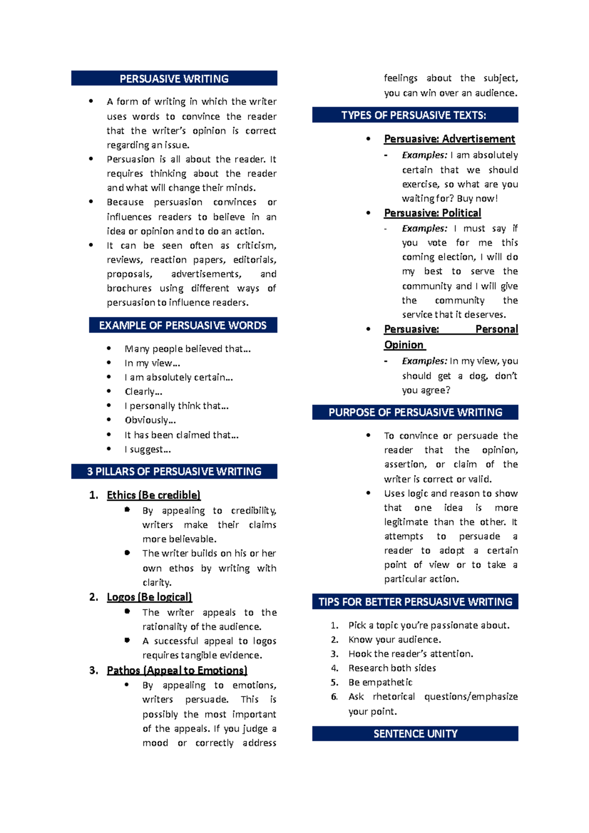ENG Transes WEEK 15 - ........... - PERSUASIVE WRITING A form of ...