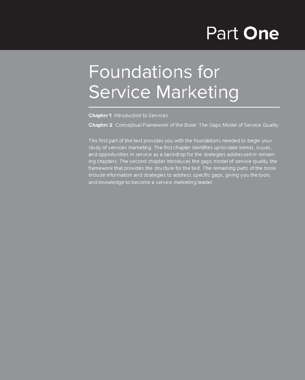 Chapter 1 Introduction to Services - Part One Foundations for Service ...