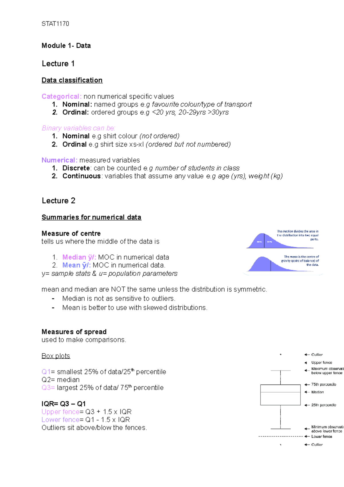 Statlecturenotes Lecture Notes Week 1 5 Module 1 Data Lecture 1