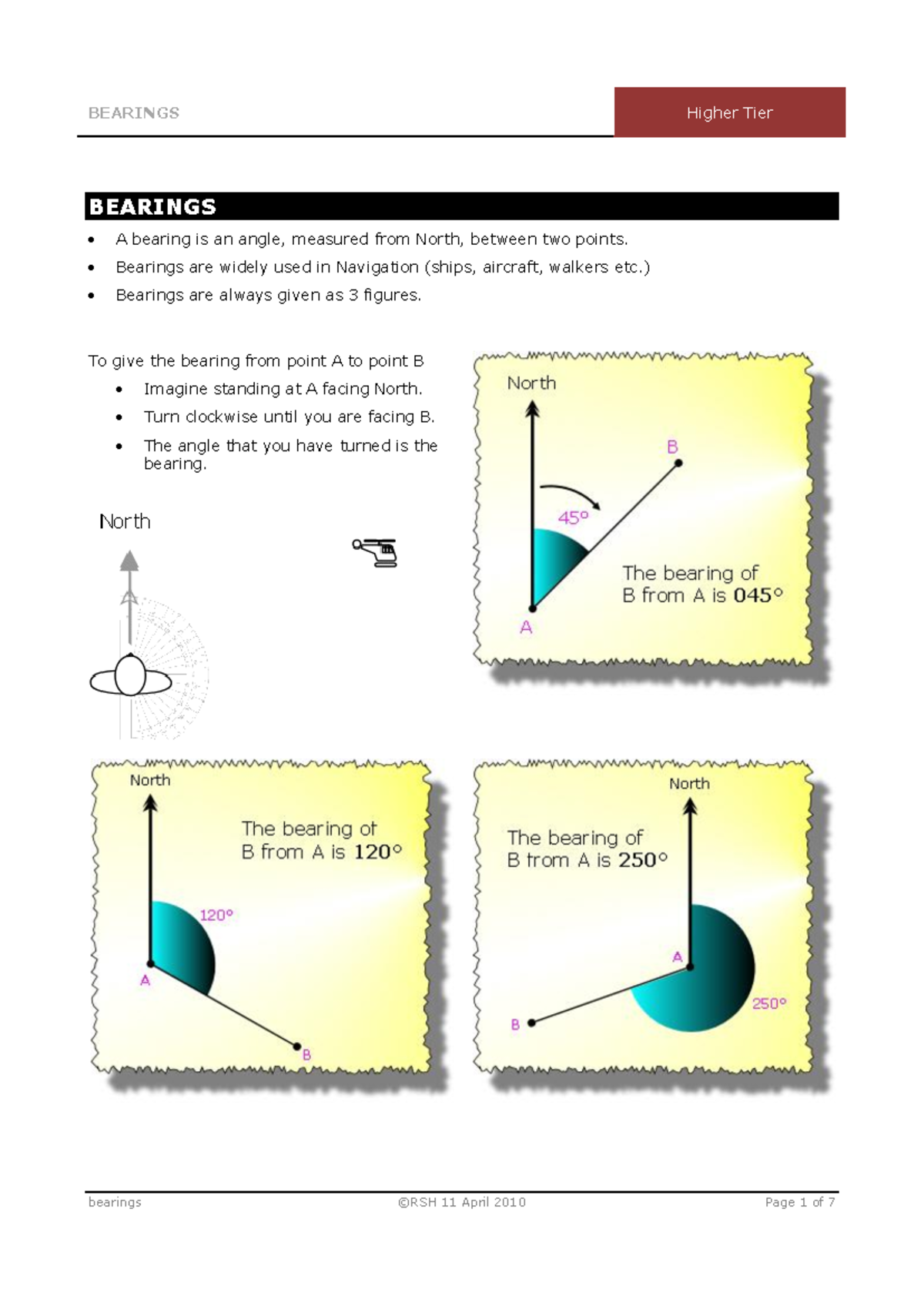 Bearings - Ok try it out - BEARINGS A bearing is an angle, measured ...