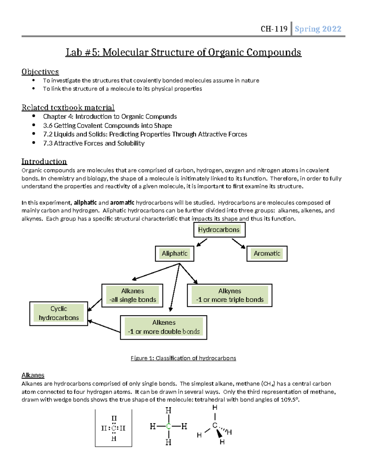 Lab 5- Molecular Structure of Organic Compounds - Lab #5: Molecular ...