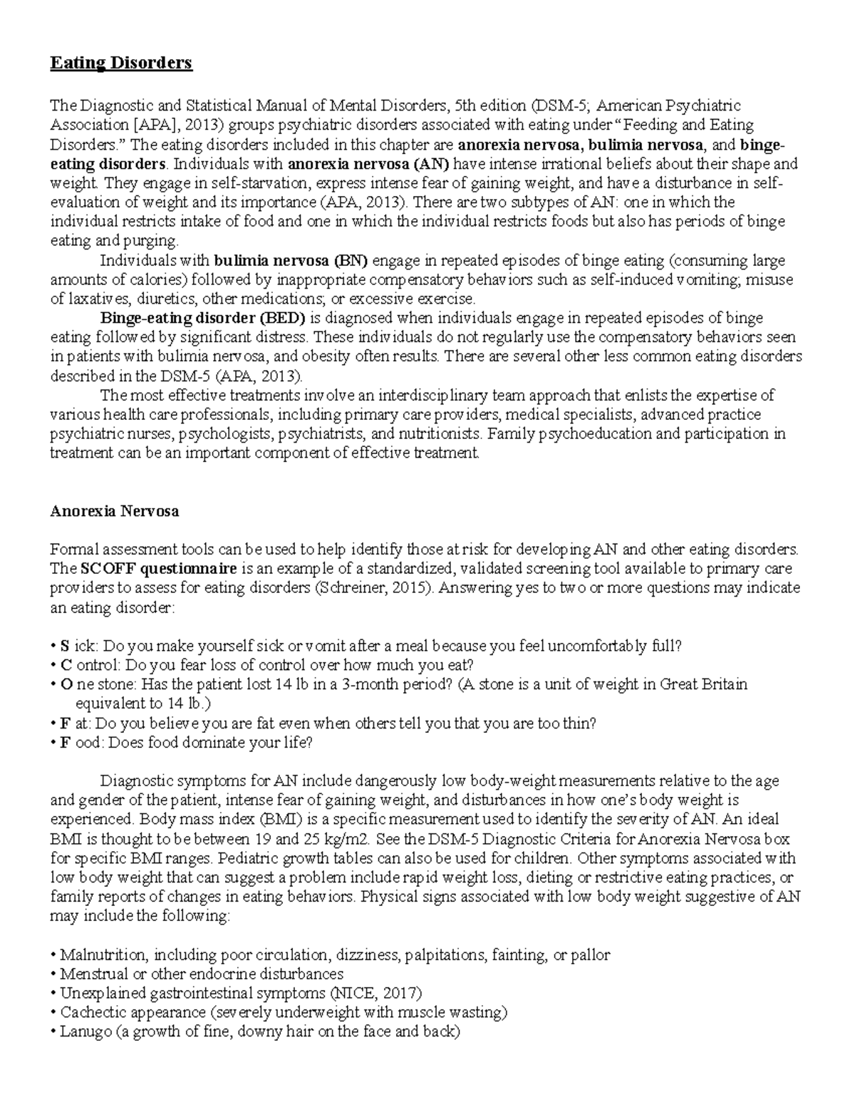 Eating disorder - note - Eating Disorders The Diagnostic and ...