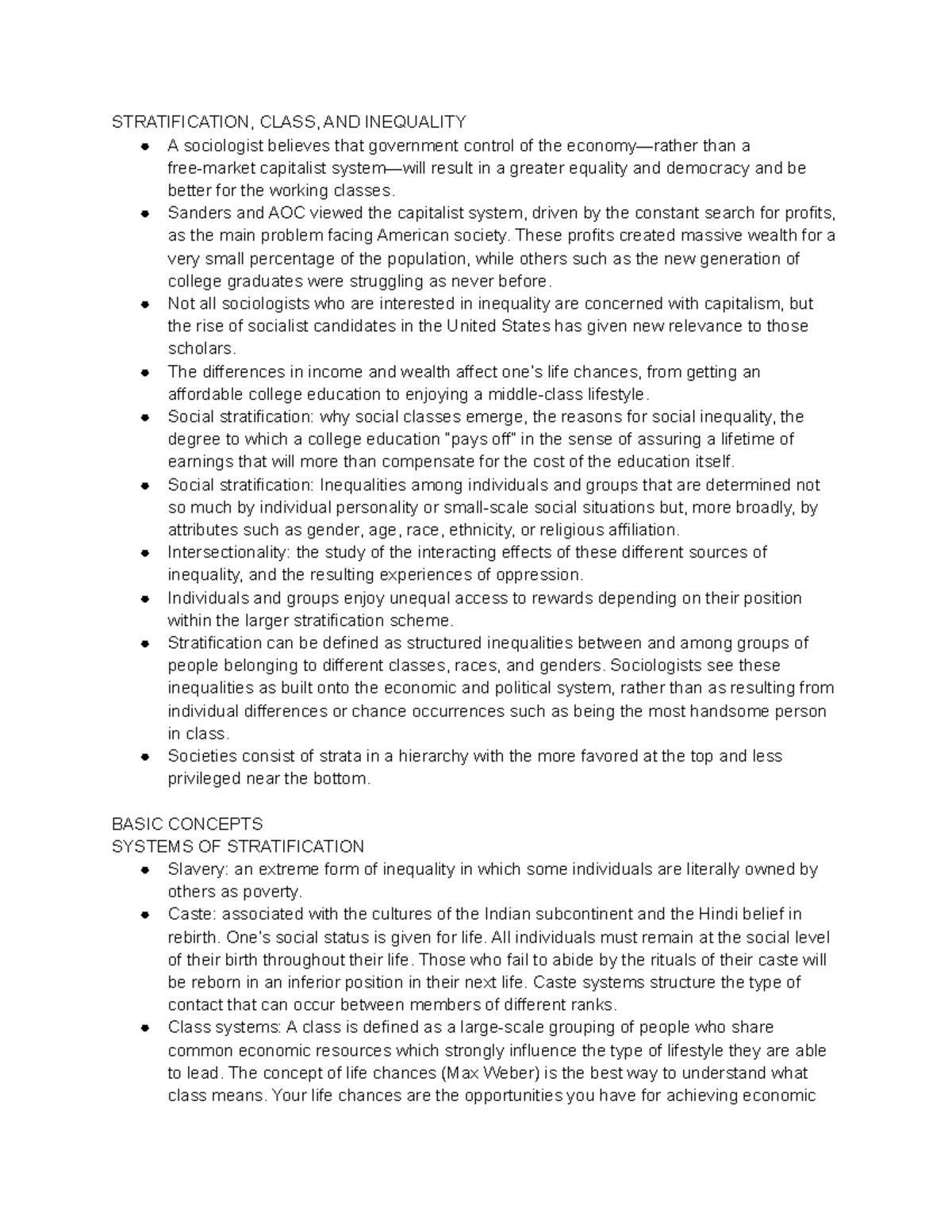 Week 6 Stratification, Class, and Inequality - STRATIFICATION, CLASS ...