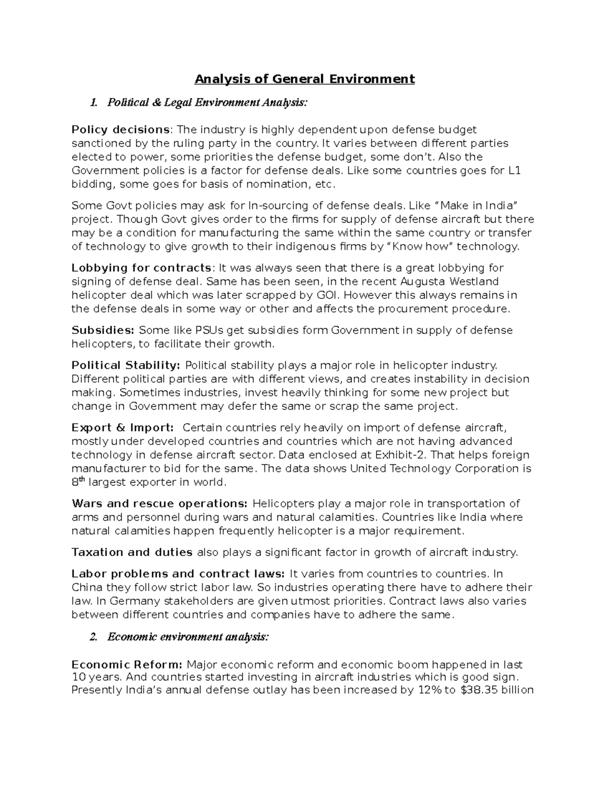 Pestle-analysis - Analysis of General Environment - Analysis of General ...