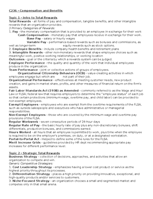 C236 Study Guide - Merit-Based Pay An annual increase in future ...