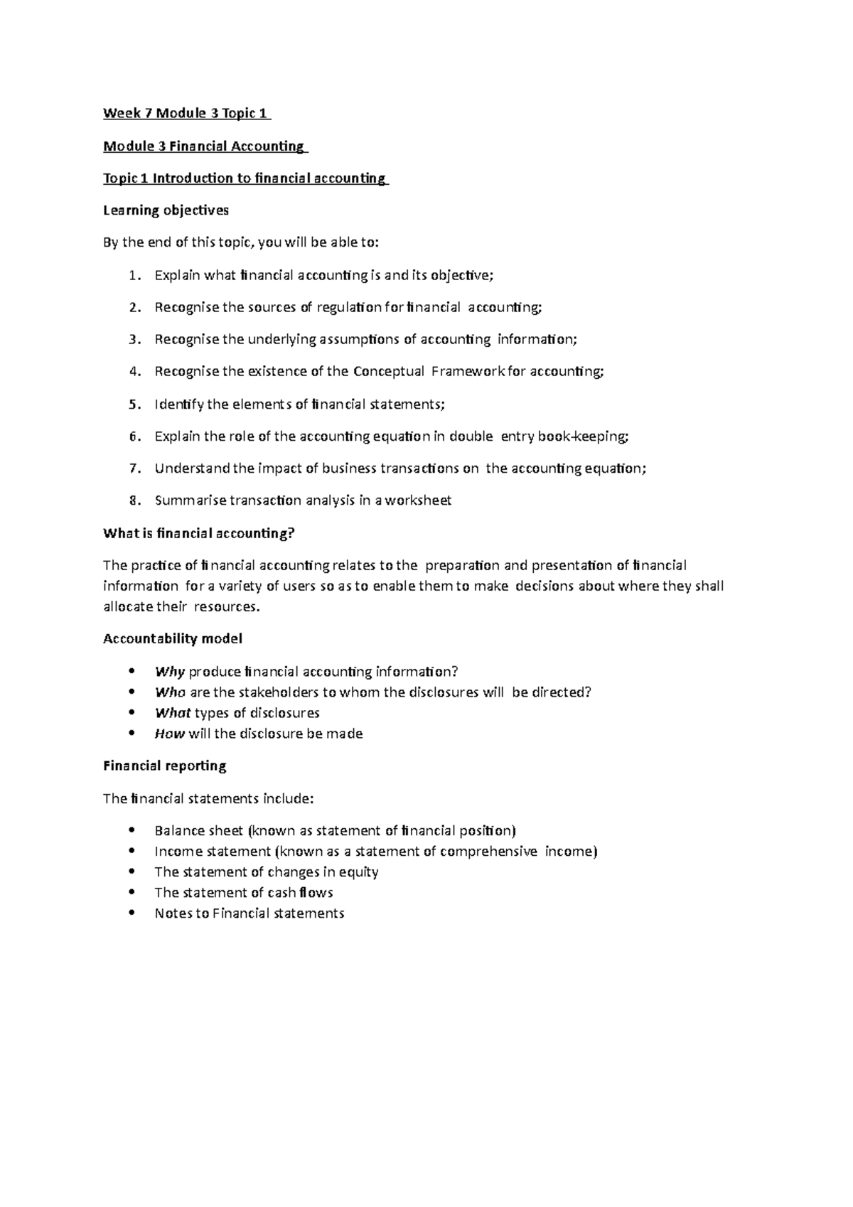Week 7 Module 3 Topic 1 - Lecture notes 7 - Week 7 Module 3 Topic 1 ...