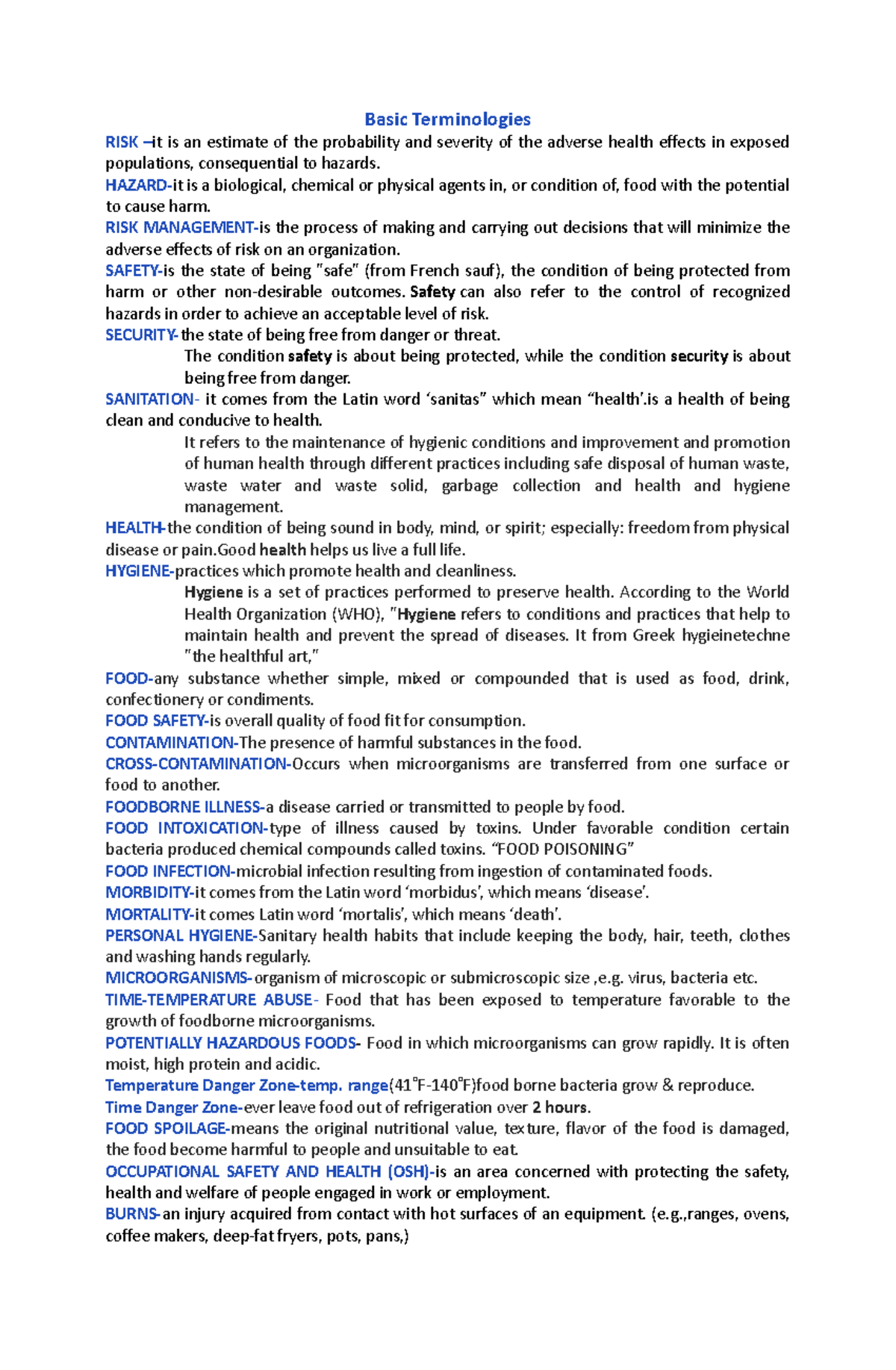 Basic-Terminologies - Basic terminologies - Basic Terminologies RISK ...