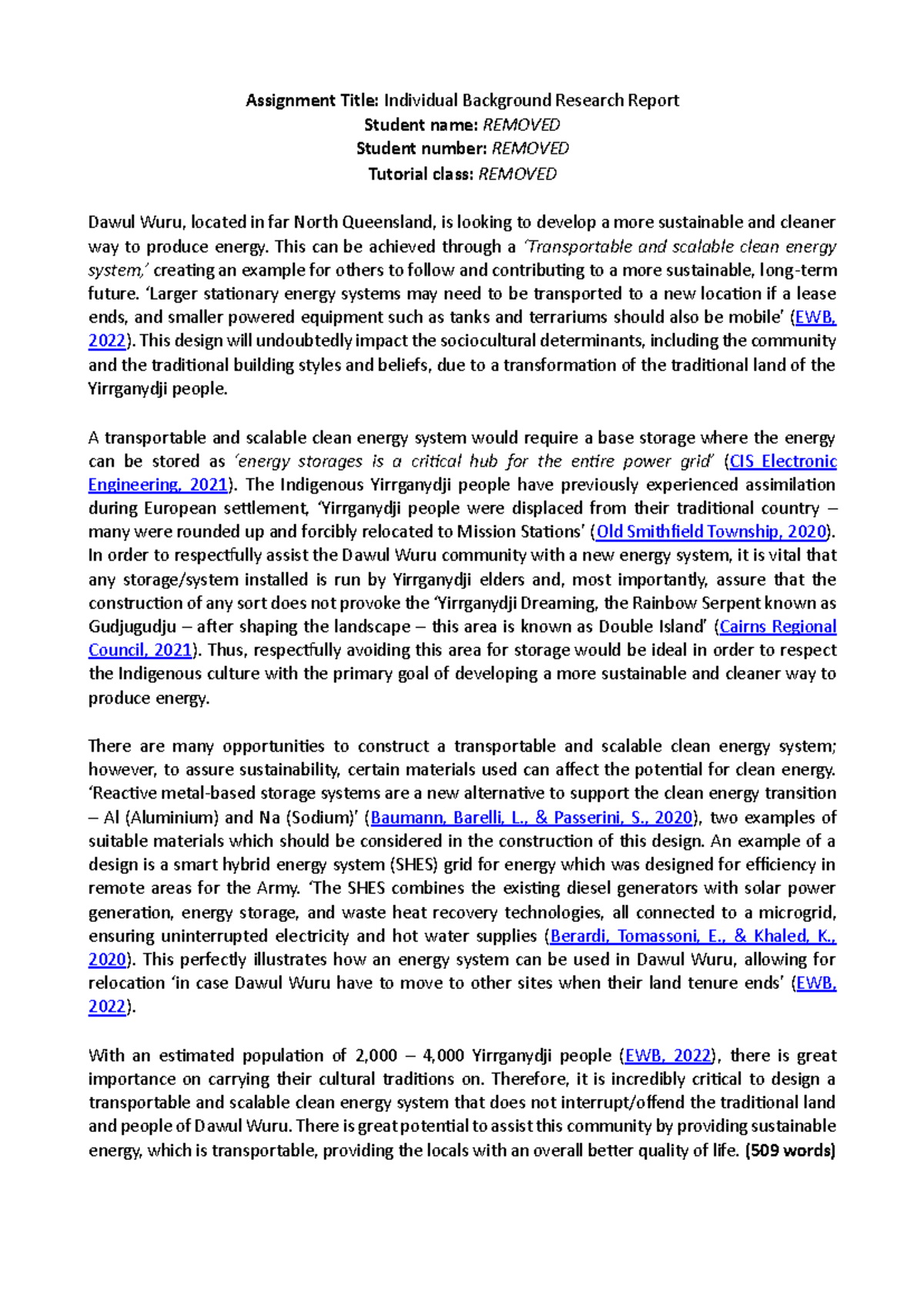 IEP Assessment 2 - AT2 2022 - Assignment Title: Individual Background ...