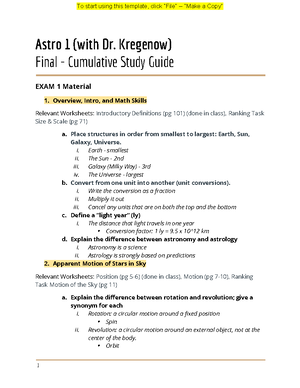 Astro 1 Midterm 1 SG - Overview, Intro, & Math Skills: (no calculators ...