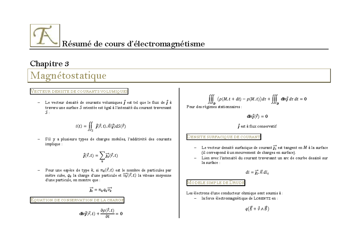 Resum-1-electromagnetisme - - Studocu