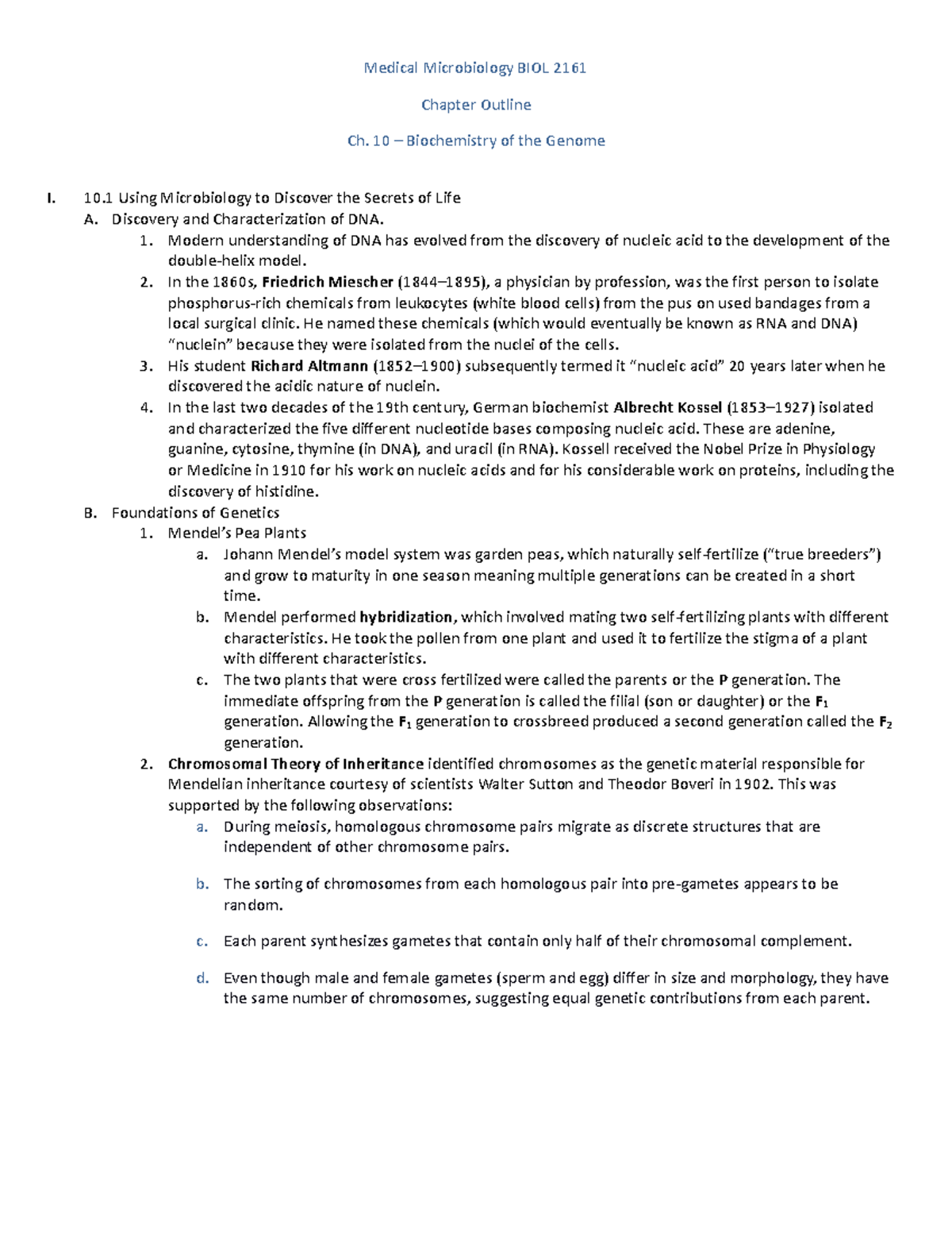 Ch. 10 - Biochemistry of the Genome Chapter Outline - Medical ...