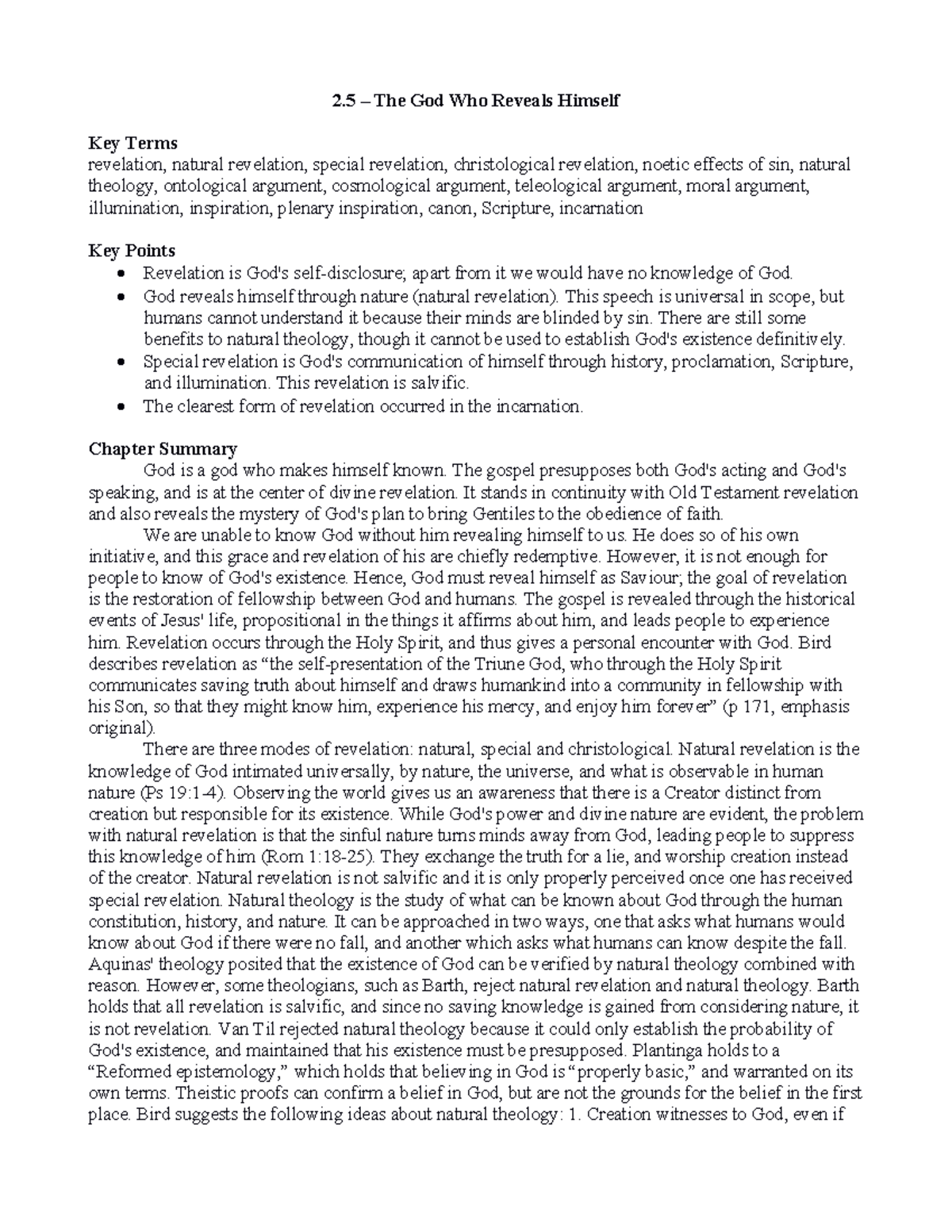 Revelation - An introduction to the study of theology notes for ...