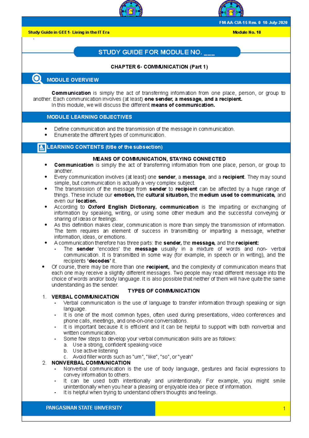Chapter 6 Part 1 Means of Communication Staying connected - Living in ...