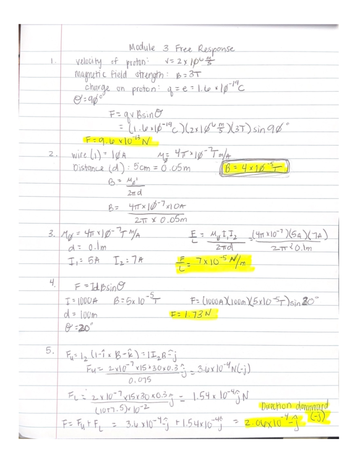 Module 3 Questions - PHY 2054C - Module 3 Free Response 1. velocity of ...