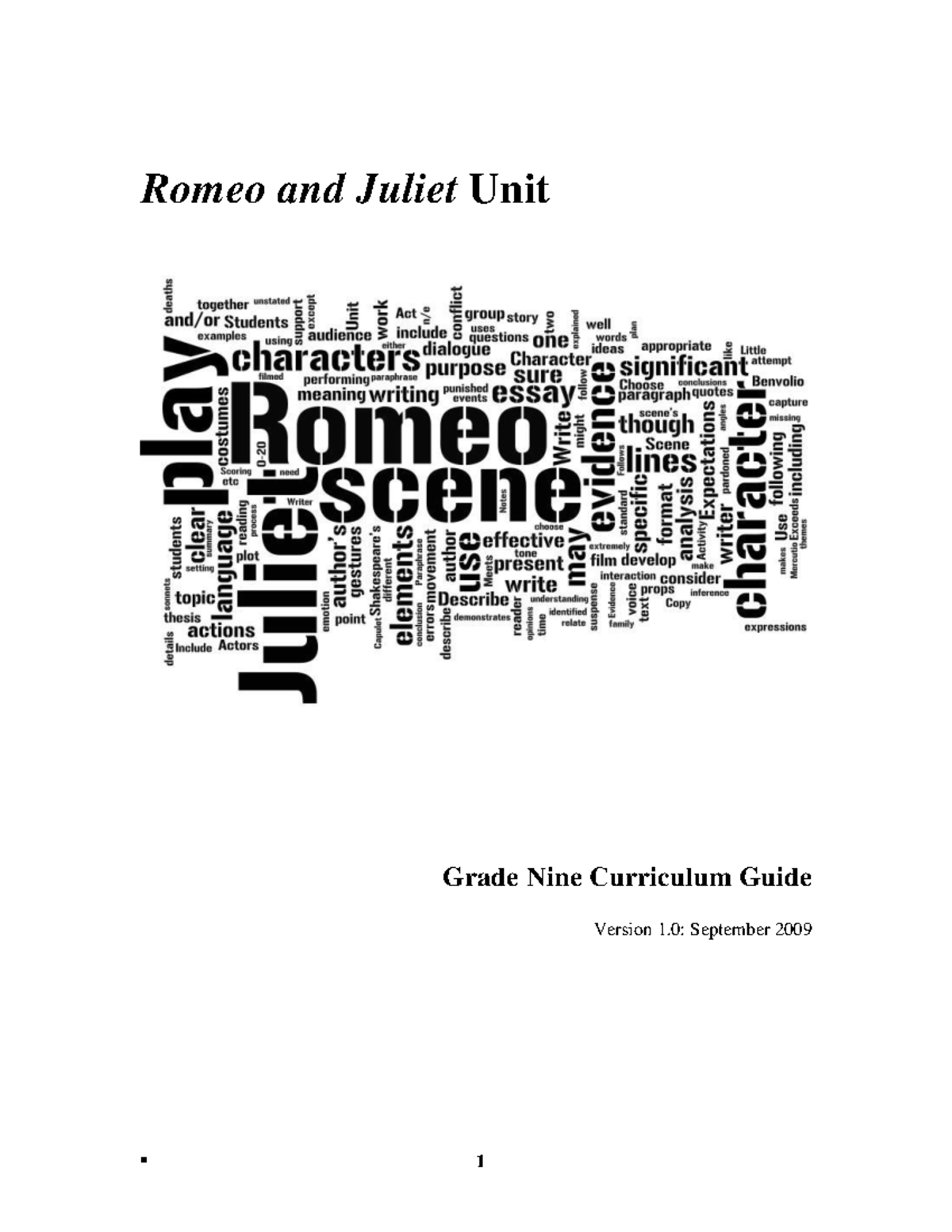 Romeo and Juliet unit2 - Hello - Romeo and Juliet Unit Grade Nine ...