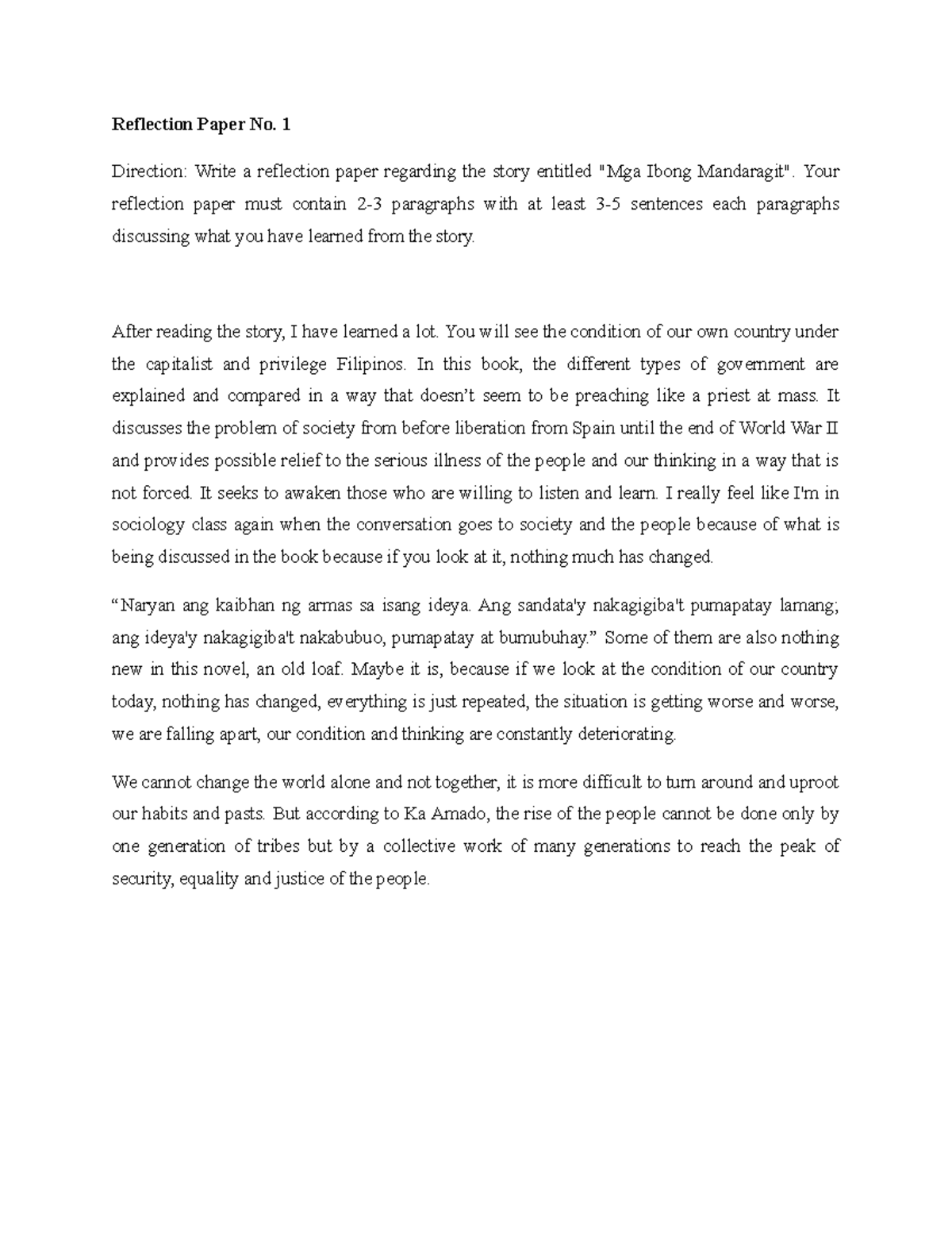Reflection-Paper-2 - Reflection paper about my opinion on various topic ...