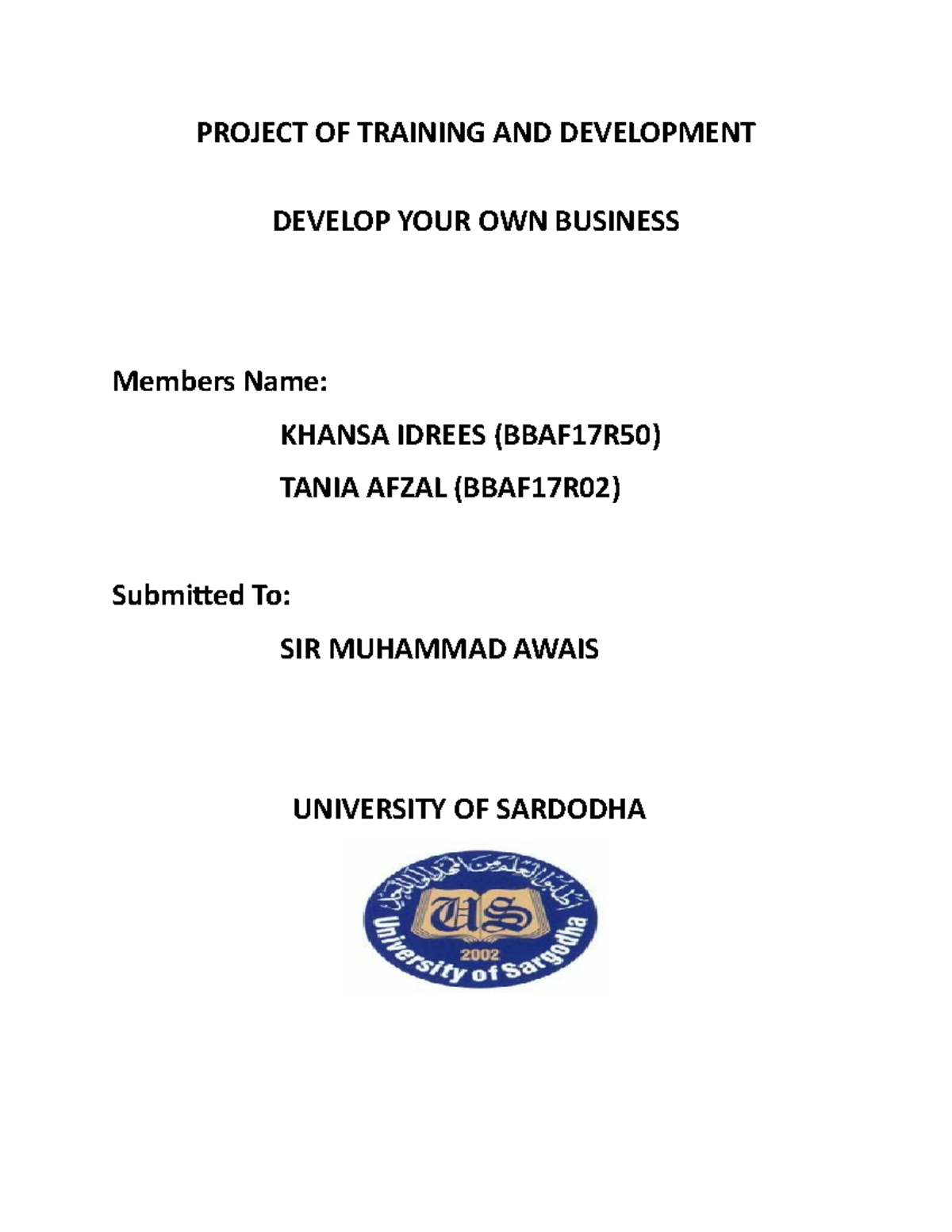 Project OF Training AND Development - PROJECT OF TRAINING AND ...