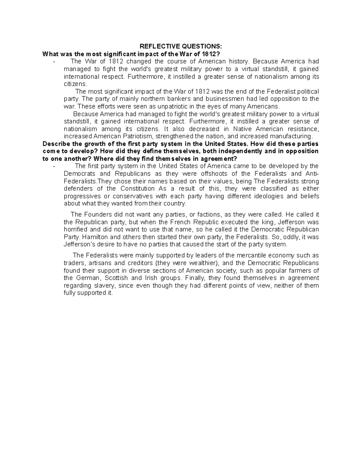 Reflective Questions 8 - REFLECTIVE QUESTIONS: What was the most ...