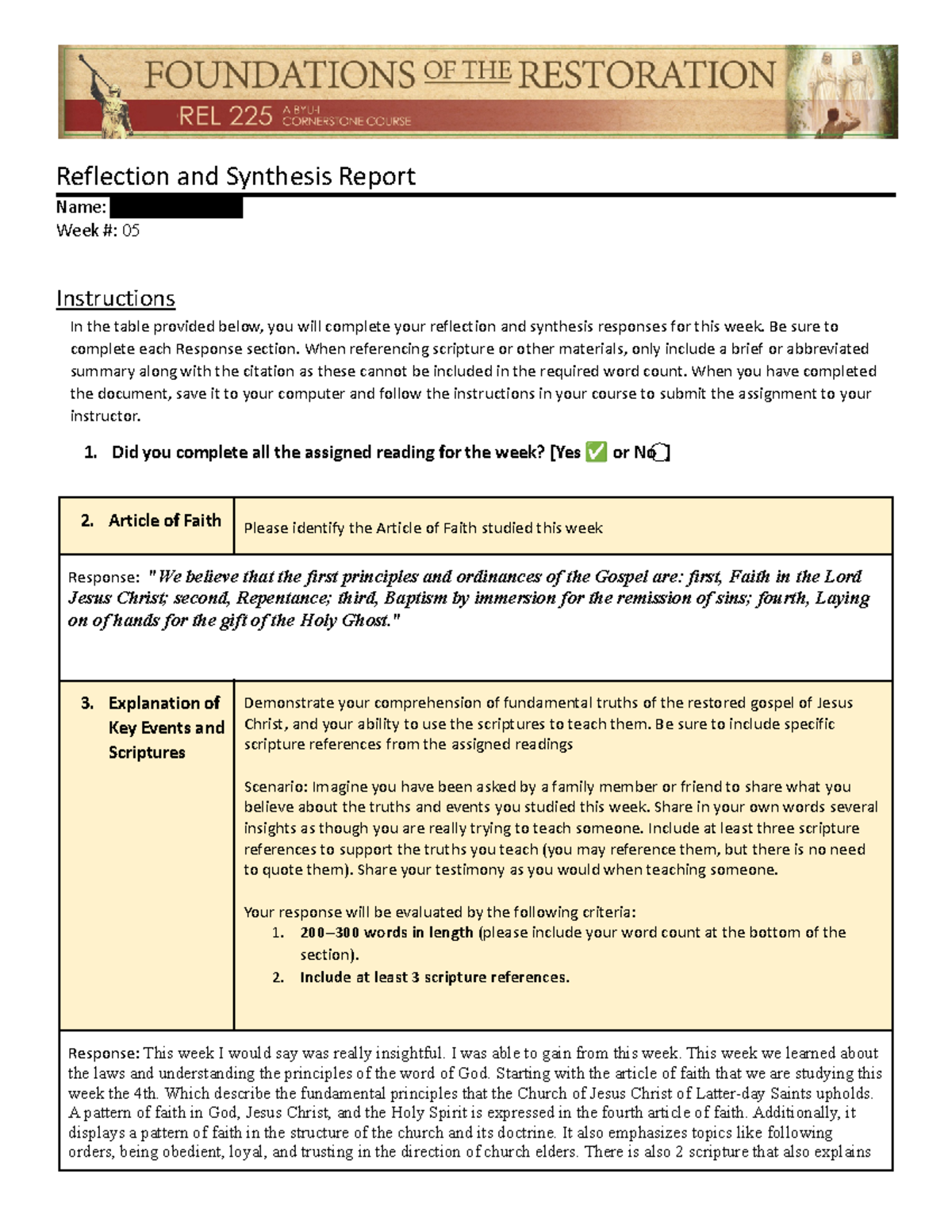 REL225C W05 Reflection And Synthesis - Reflection and Synthesis Report ...