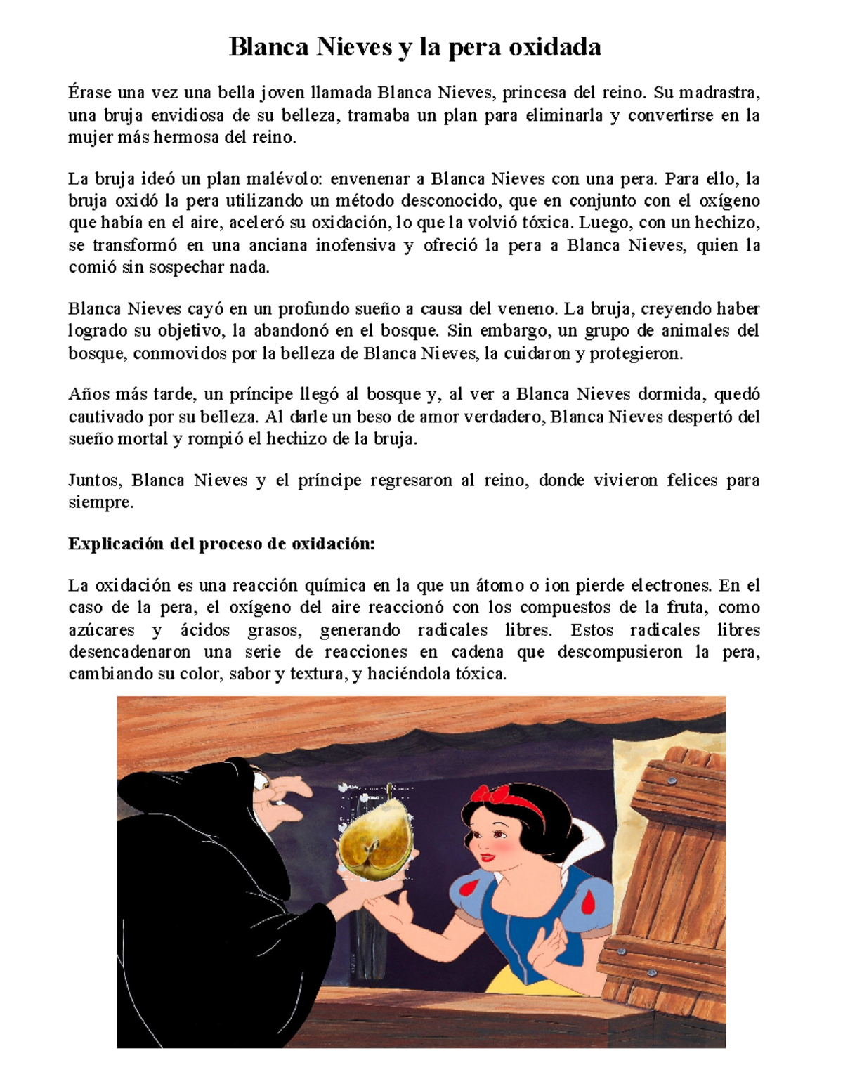 Cuentos combustión y oxidación - Blanca Nieves y la pera oxidada Érase ...