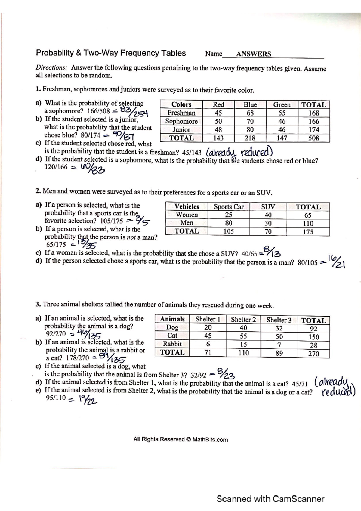 Probability Tables Answers - Studocu