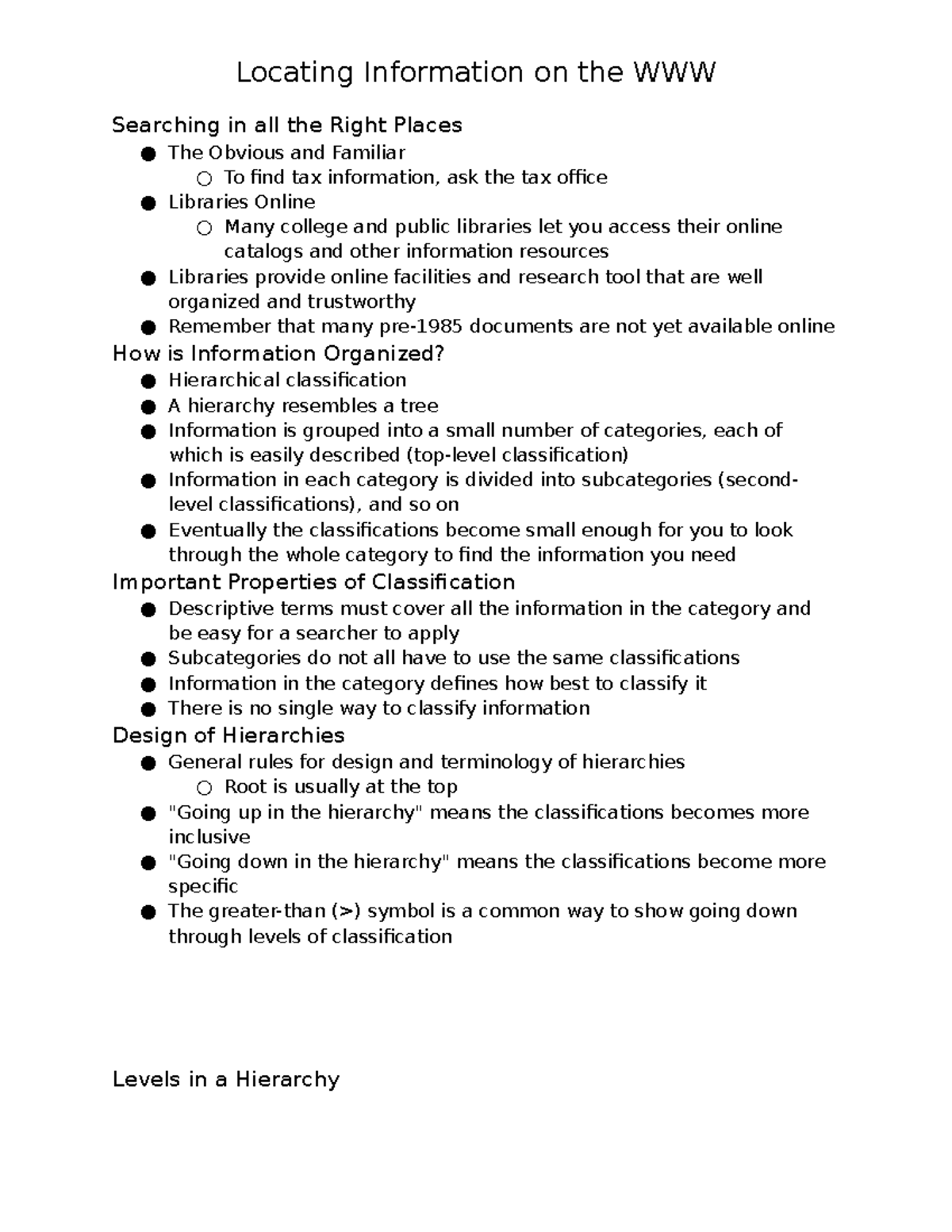 Locating Information on the WWW - Searching in all the Right Places The ...