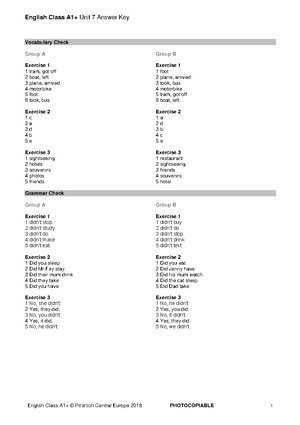 EC A1P - Language test 7C - Name ...