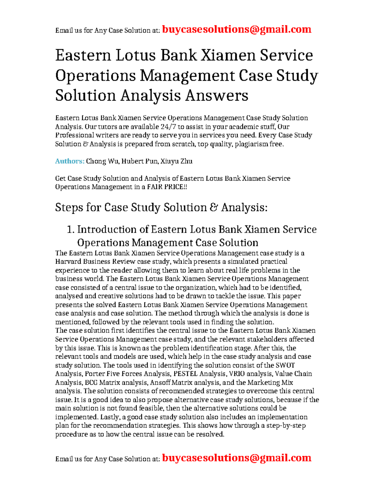 Case Solution Eastern Lotus Bank Xiamen Service Operations Management ...