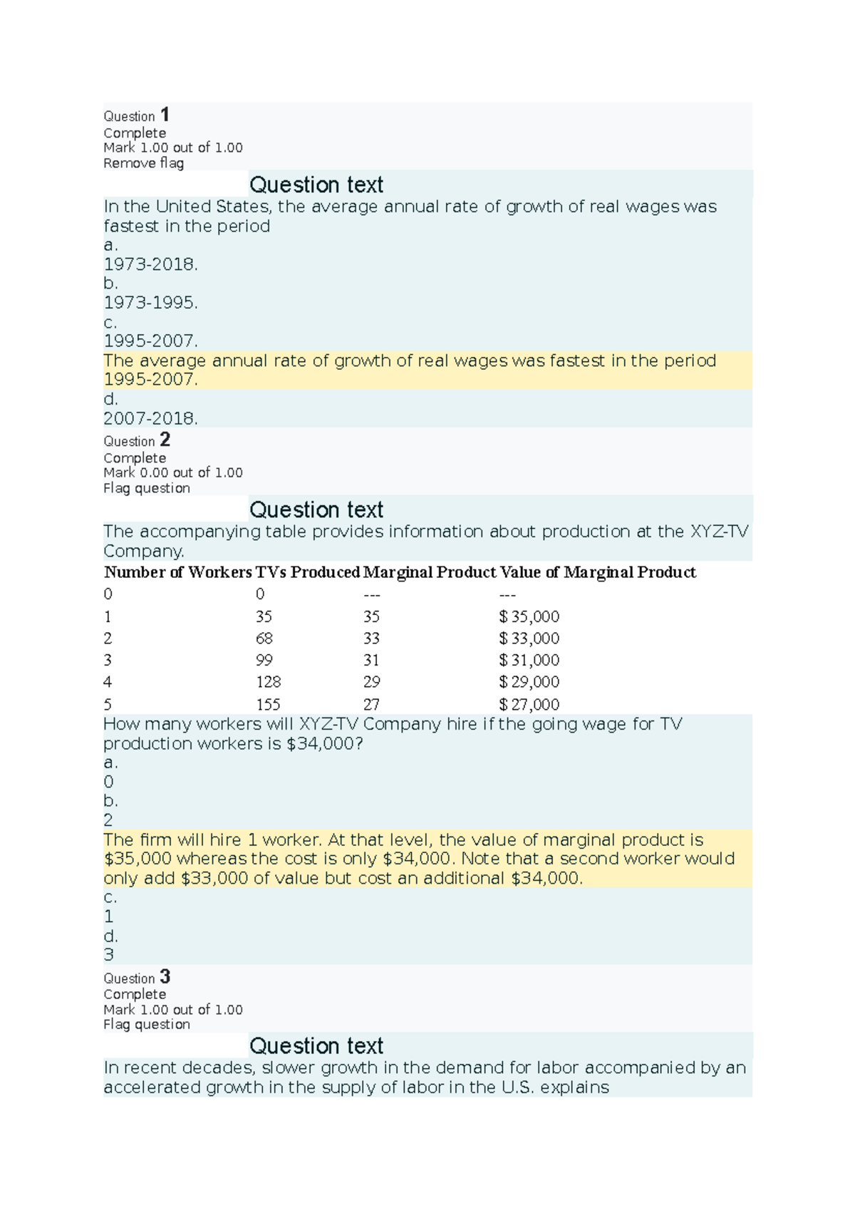 Quiz 5 - Multiple Choice Questions - Question 1 Complete Mark 1 out of ...