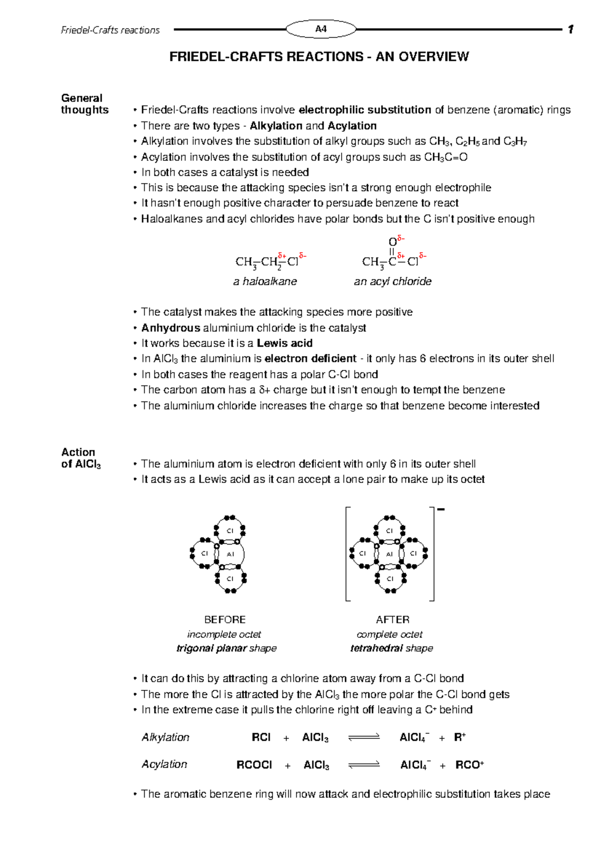 Friedel-crafts notes - practise - FRIEDEL-CRAFTS REACTIONS - AN ...