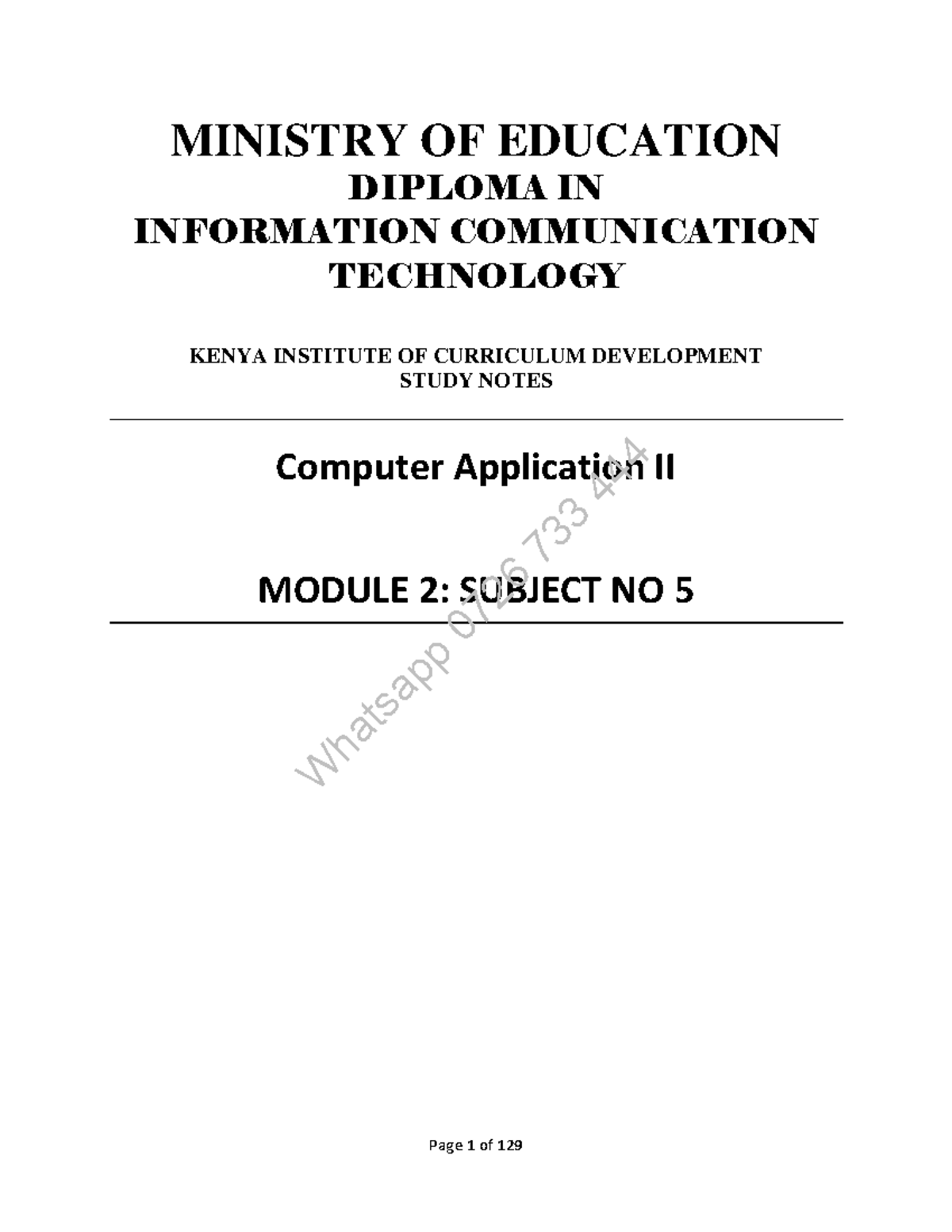 Computer-Application-II compressed - MINISTRY OF EDUCATION DIPLOMA IN ...