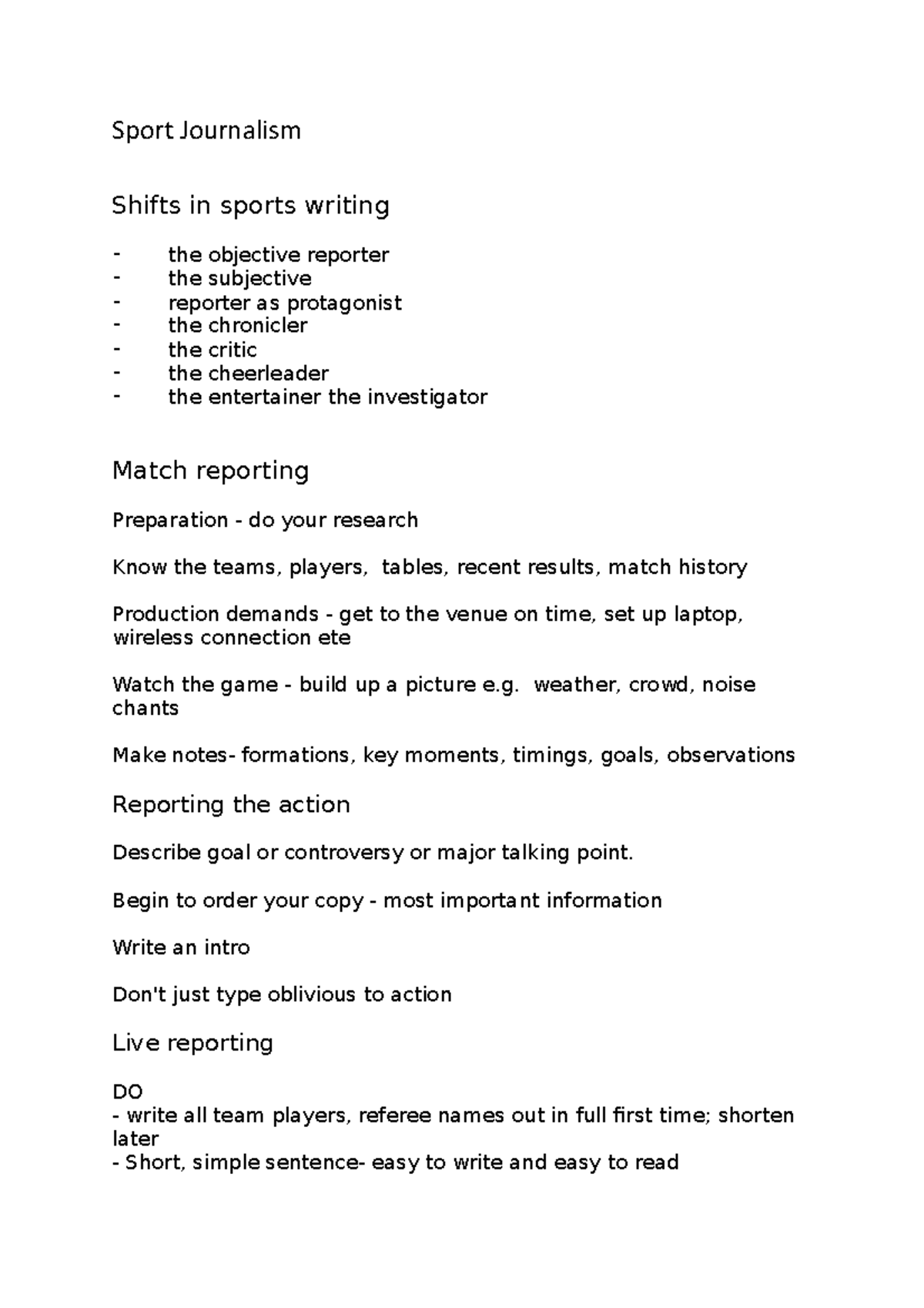 Sport Journalism - Sport Journalism Shifts in sports writing ⁃ the ...