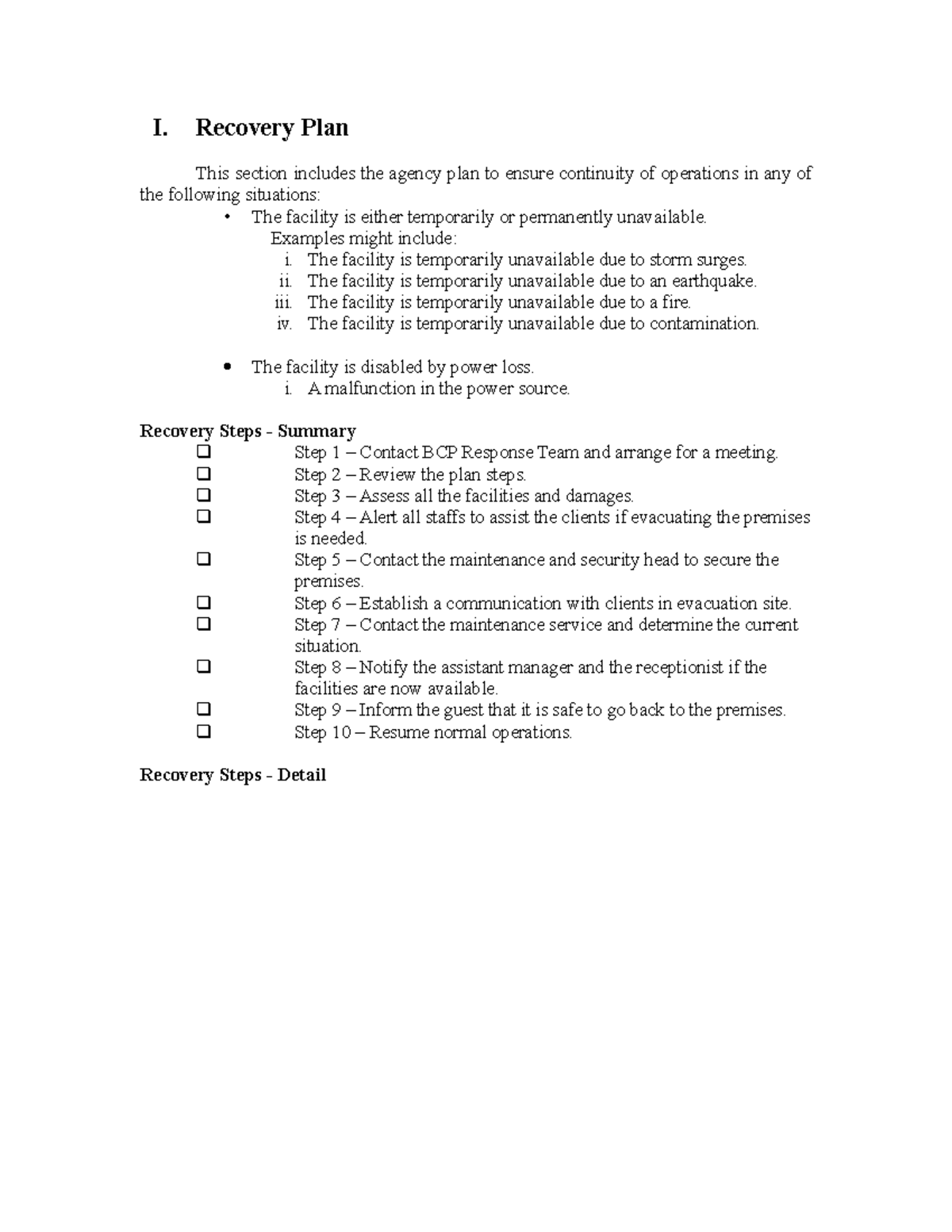 Recovery-Plan - no copyright infringement intended - I. Recovery Plan ...
